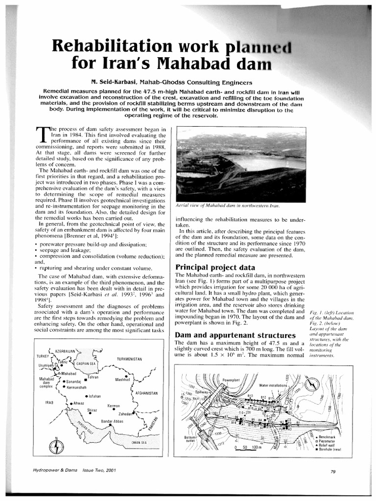 Mahabad Dam Remedial Works 2001 | PDF