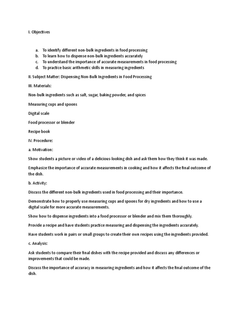Dispensing Non-Bulk Ingredients in Cooking | PDF | Social Science
