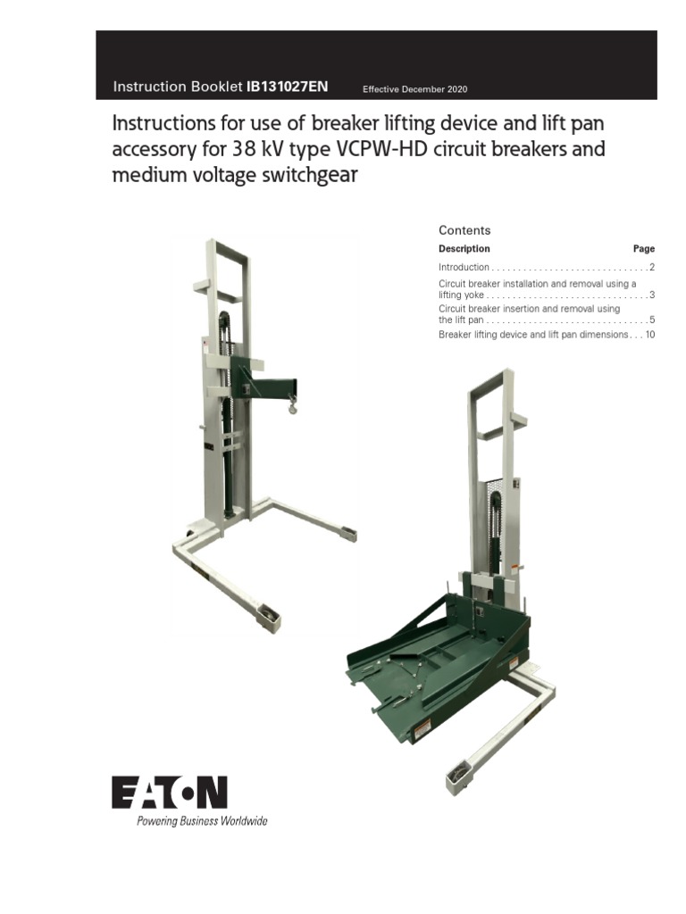 38 KV VCP W HD Lifting Pan Accessory Ib131027en | PDF | Elevator ...