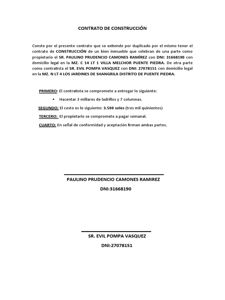 Contrato de Construcción | PDF