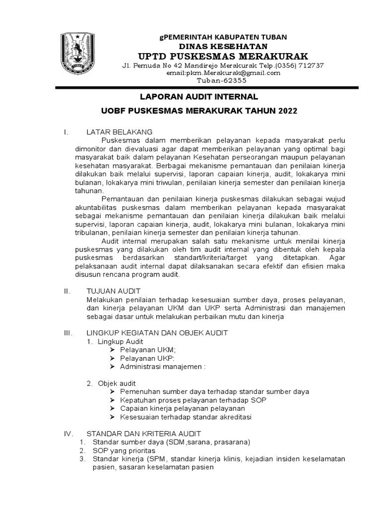 Laporan Hasil Audit Internal Pdf