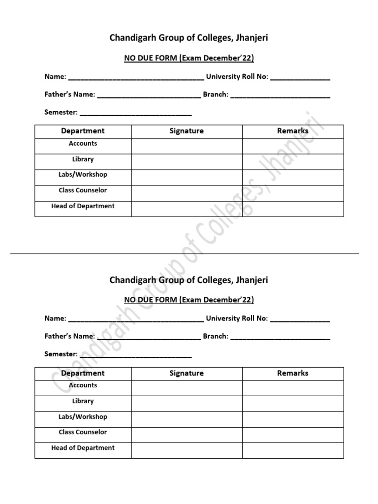 No Dues Form for December Exams | PDF | Career & Growth | Business