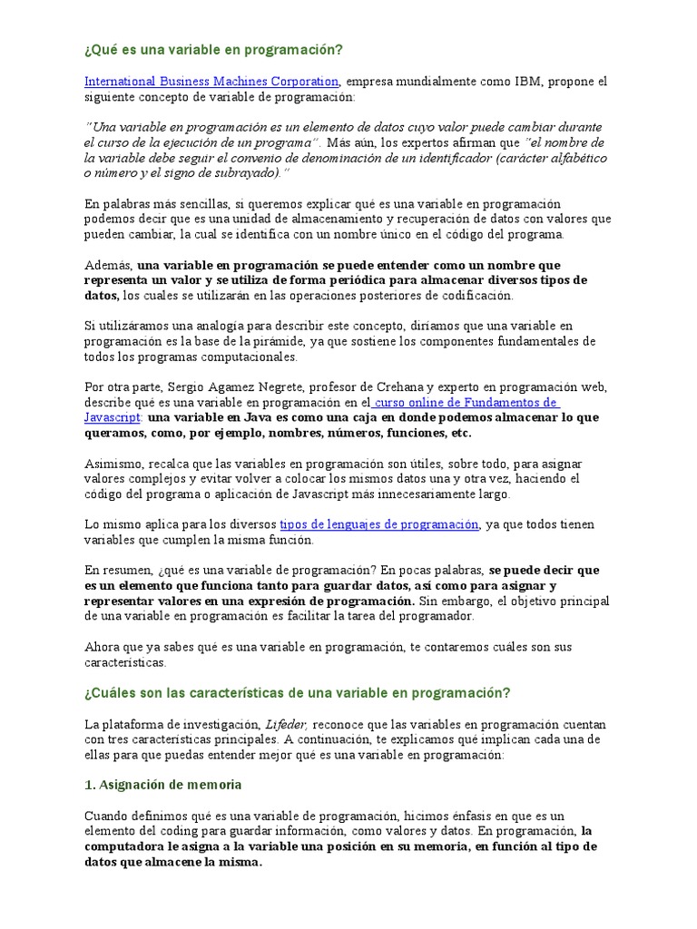 02 Variables | PDF | Lenguaje de programación | Variable (informática)
