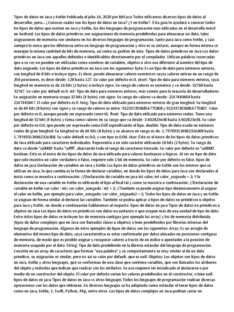 04_1 Tipos de Datos No Primitivos Kotlin | PDF