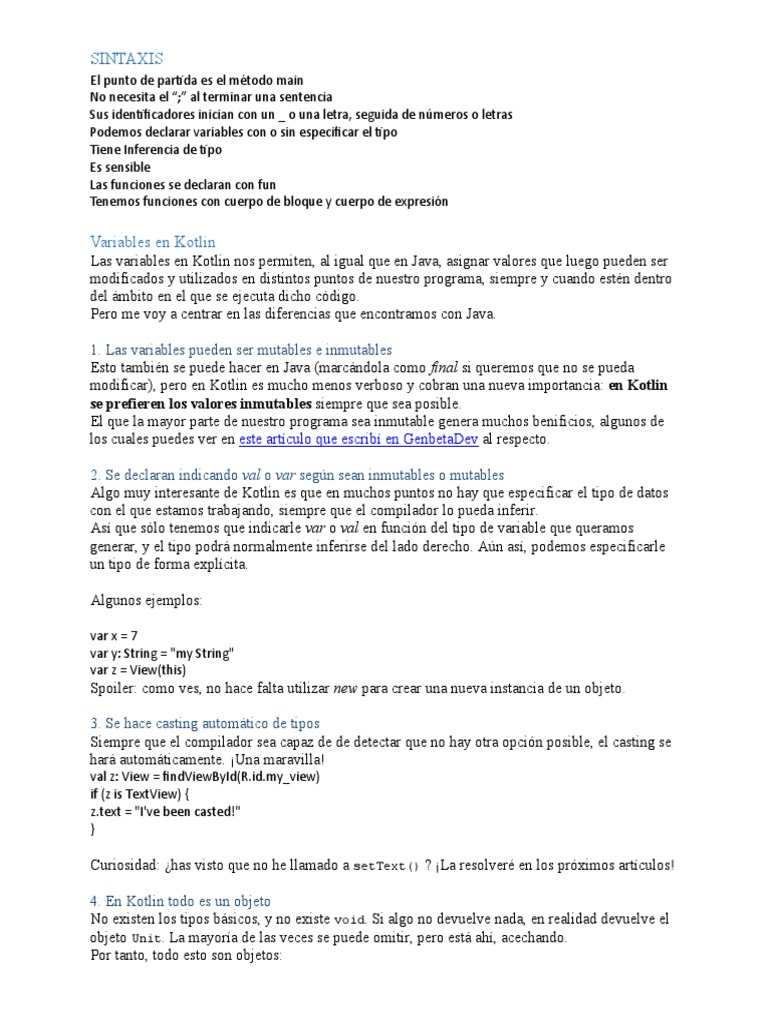 031 Sintaxis Variables Kotlin Pdf Java Lenguaje De Programación Programa De Computadora