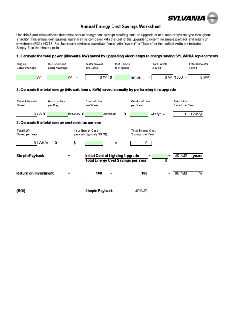 Energy Saving Worksheet | PDF