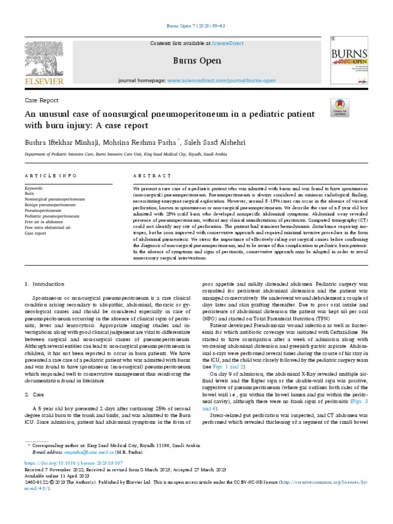 An Unusual Case of Nonsurgical Pneumoperitoneum in A Pediatric P 2023 ...