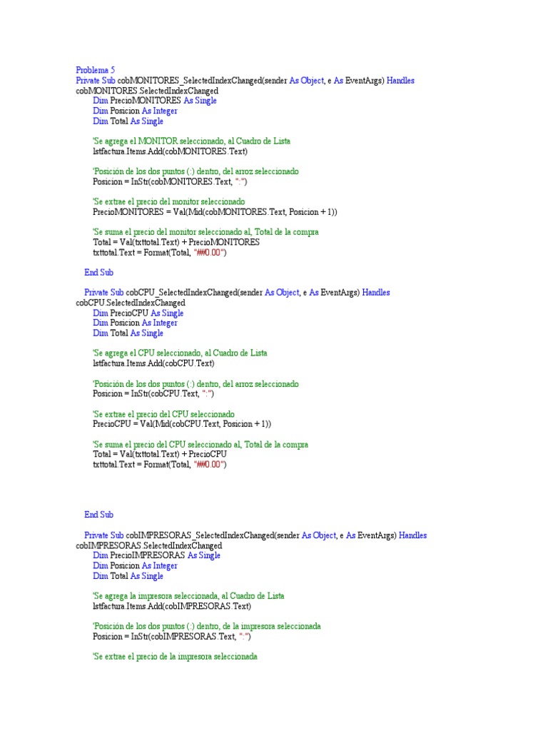 Codigo de List Box y Combo Box | PDF