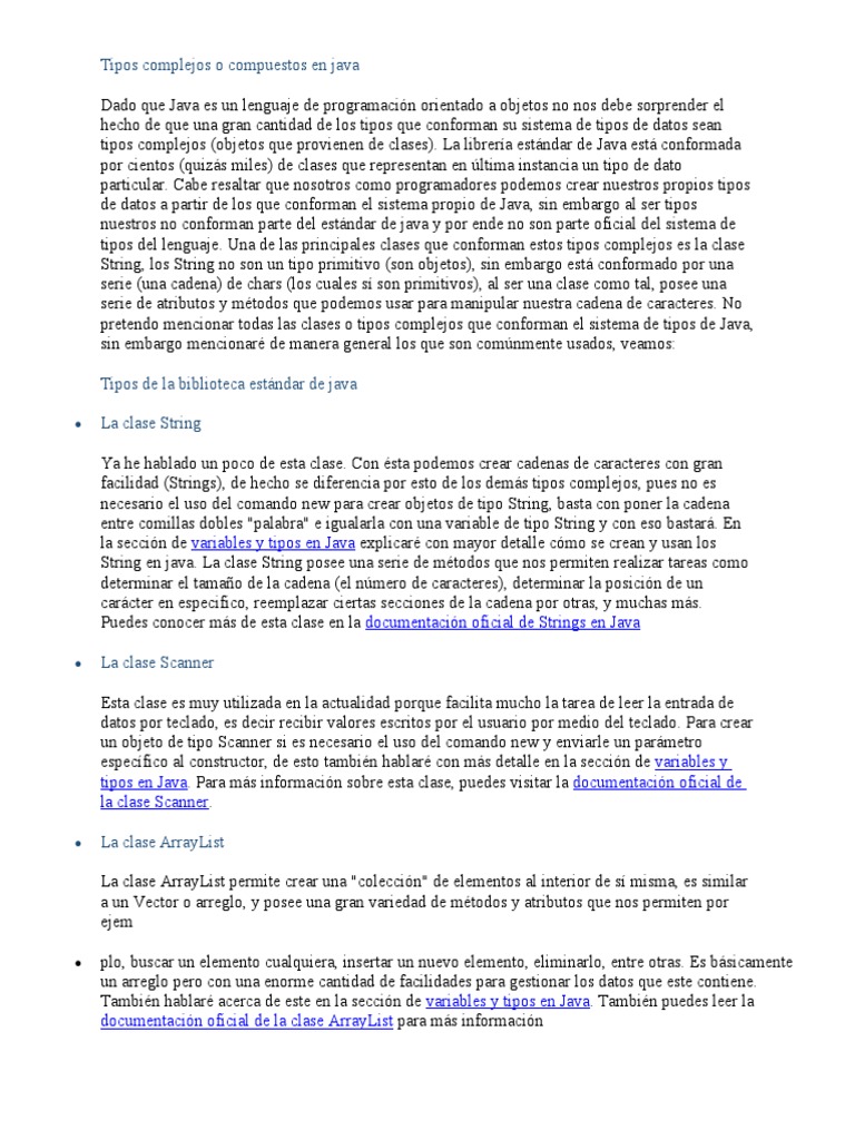 04 Tipos de Datos No Primitivos | PDF | Java (lenguaje de programación ...