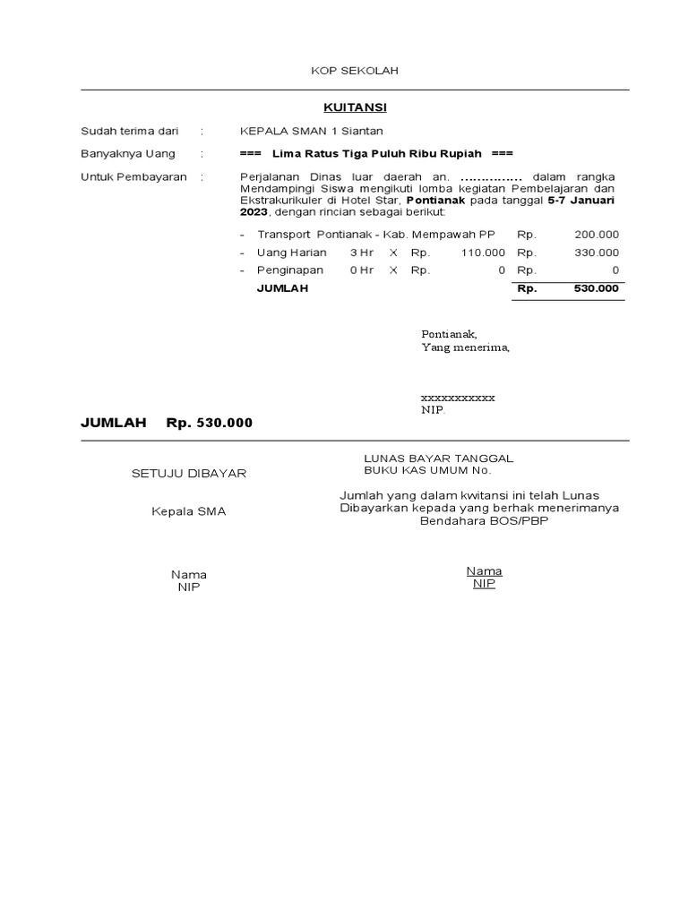 Kwitansi Perjalanan Dinas | PDF