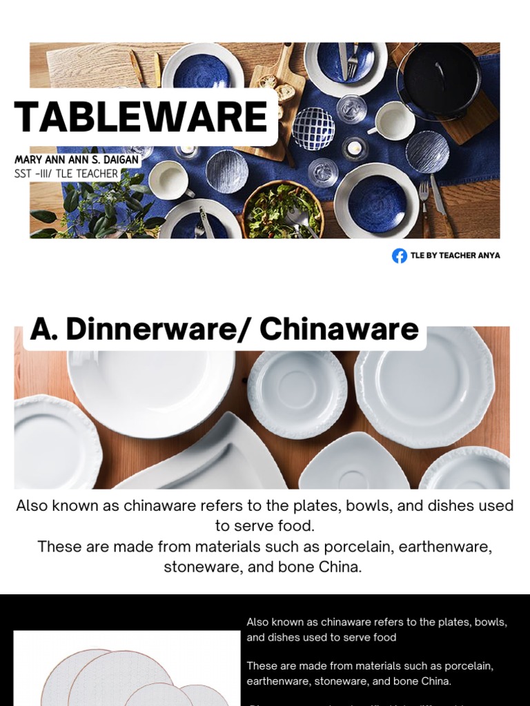 Types of Dinnerware and Chinaware | PDF | Tableware | Cuisine