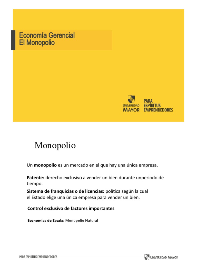El Monopolio Economía Gerencial | PDF | Monopolio | Mercado (economía)