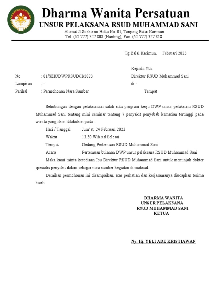 Kop Surat Dharma Wanita Unsur Pelaksana | PDF