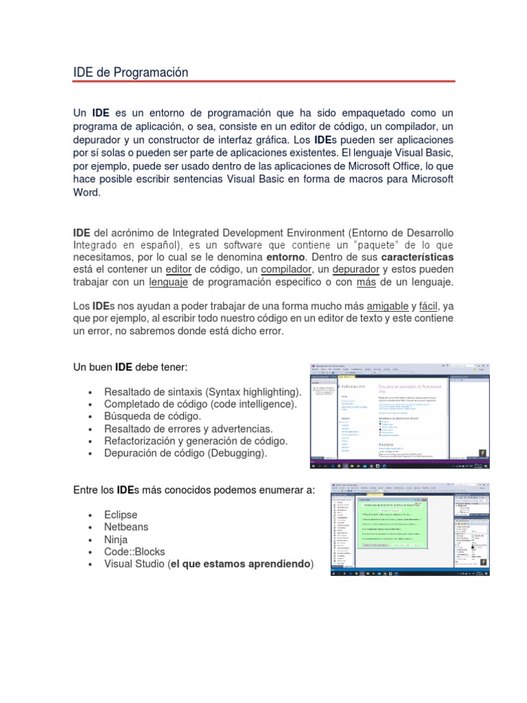 IDE de Programación Visual Basic | PDF IDE de Programación Visual Basic | PDF