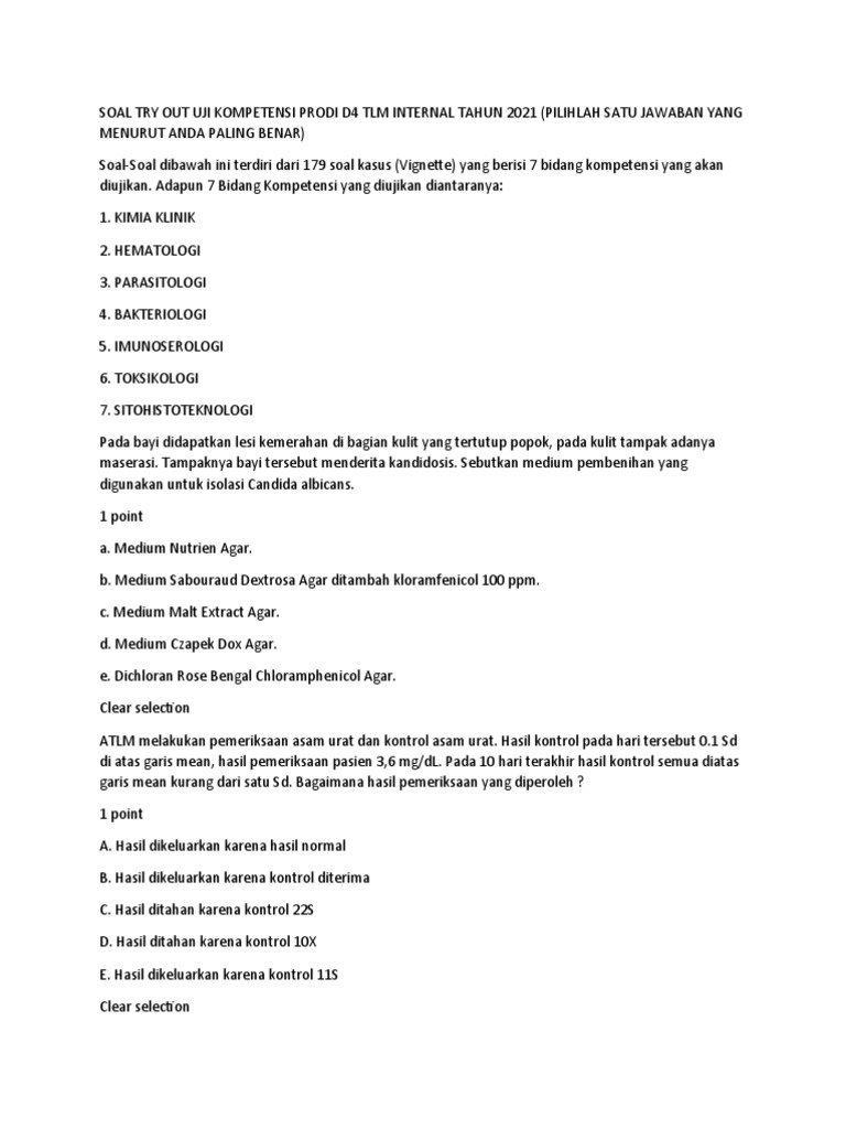 Latihan Soal-Soal UKOM TLM | PDF