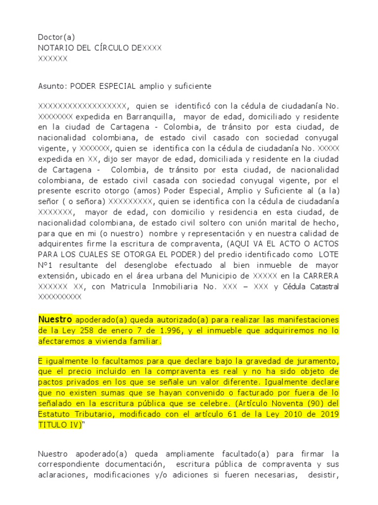 Modelo Poder para Compraventa | PDF | Justicia | Crimen y violencia