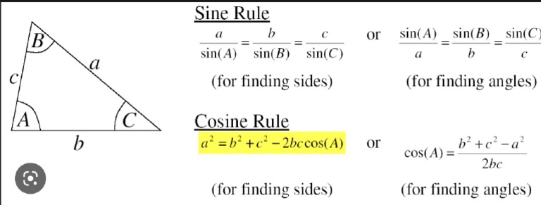 Cosine and Sine Rule | PDF