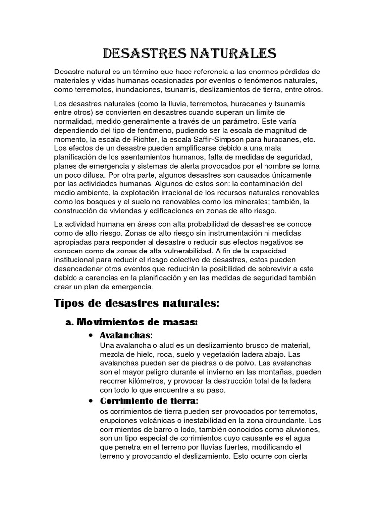 Guía de Desastres Naturales | PDF | Desastres naturales | Ciclones ...
