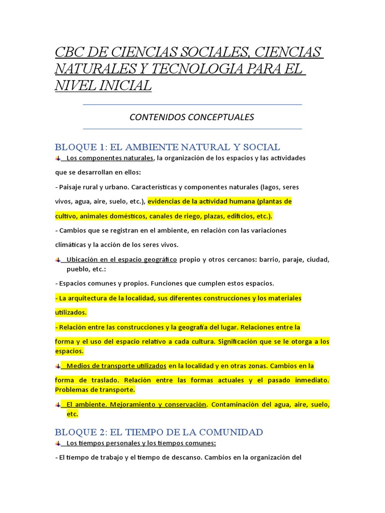 CBC Nivel Inicial | PDF | Comunicación | Agua