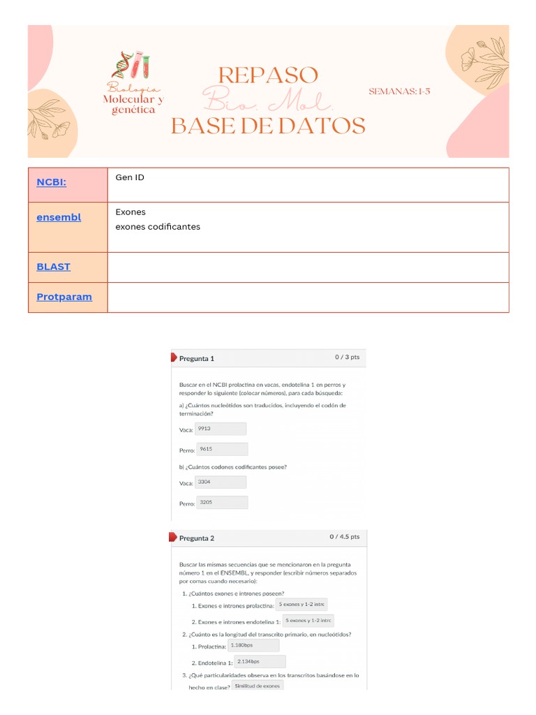 Repaso Biomol | PDF | Adn | Rna