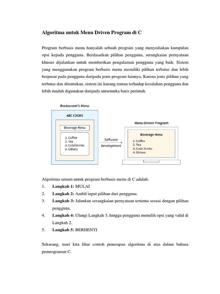 1685670000algoritma Untuk Menu Driven Program Di C | PDF