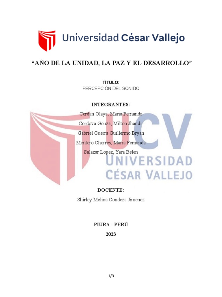 Inf. 7 - PERCEPCIÓN DEL SONIDO | PDF | Sonido | Oído