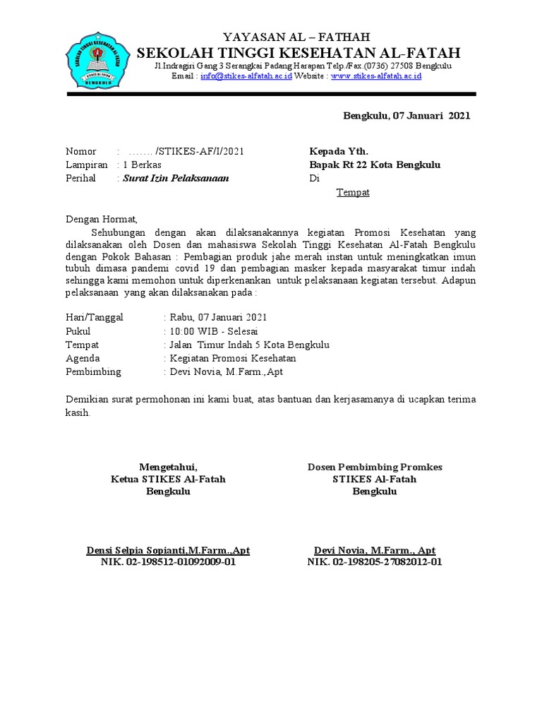 Surat Izin Promes | PDF
