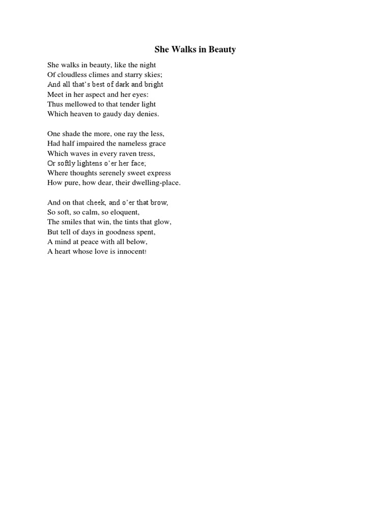 She Walks in Beauty | PDF