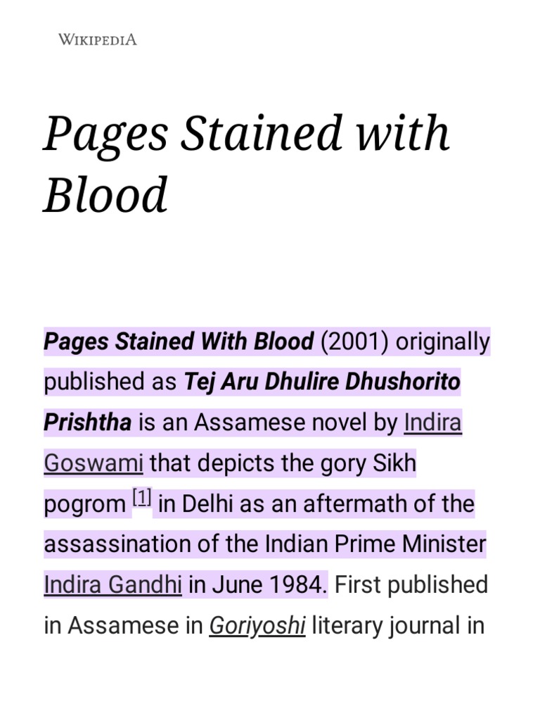 Pages Stained With Blood | PDF | Classics