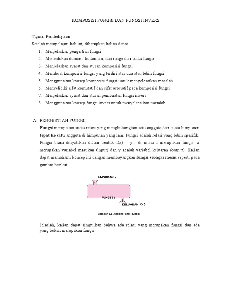 Komposisi Fungsi Dan Fungsi Invers | PDF Komposisi Fungsi Dan Fungsi Invers | PDF