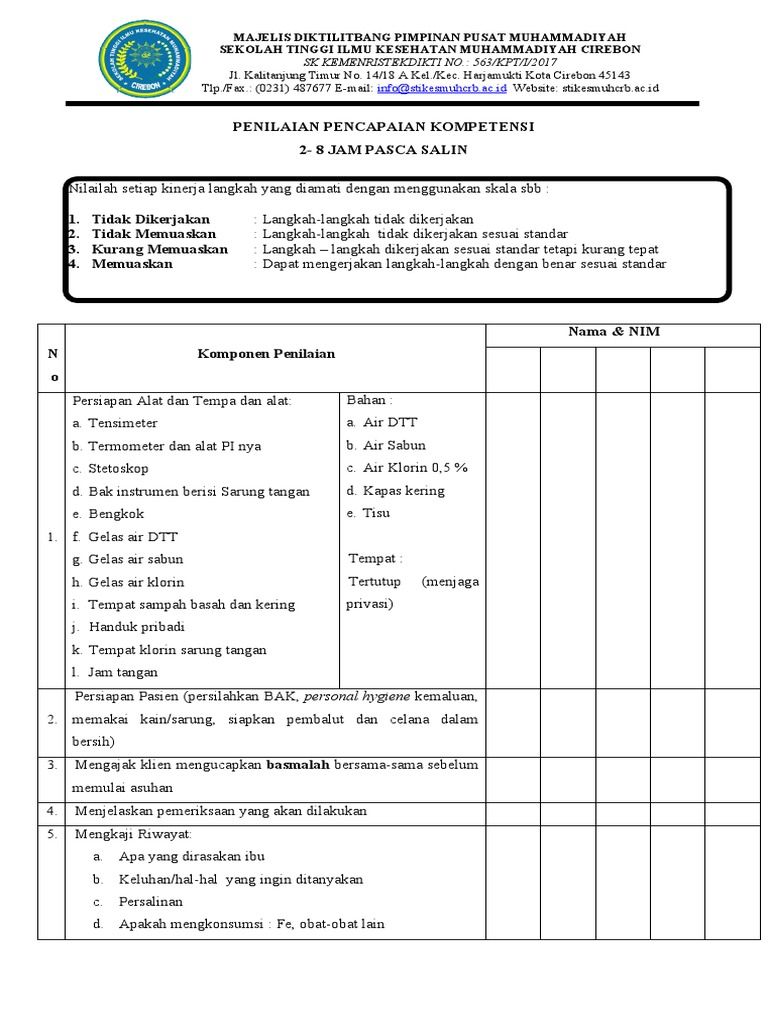 Daftar Tilik PNC | PDF