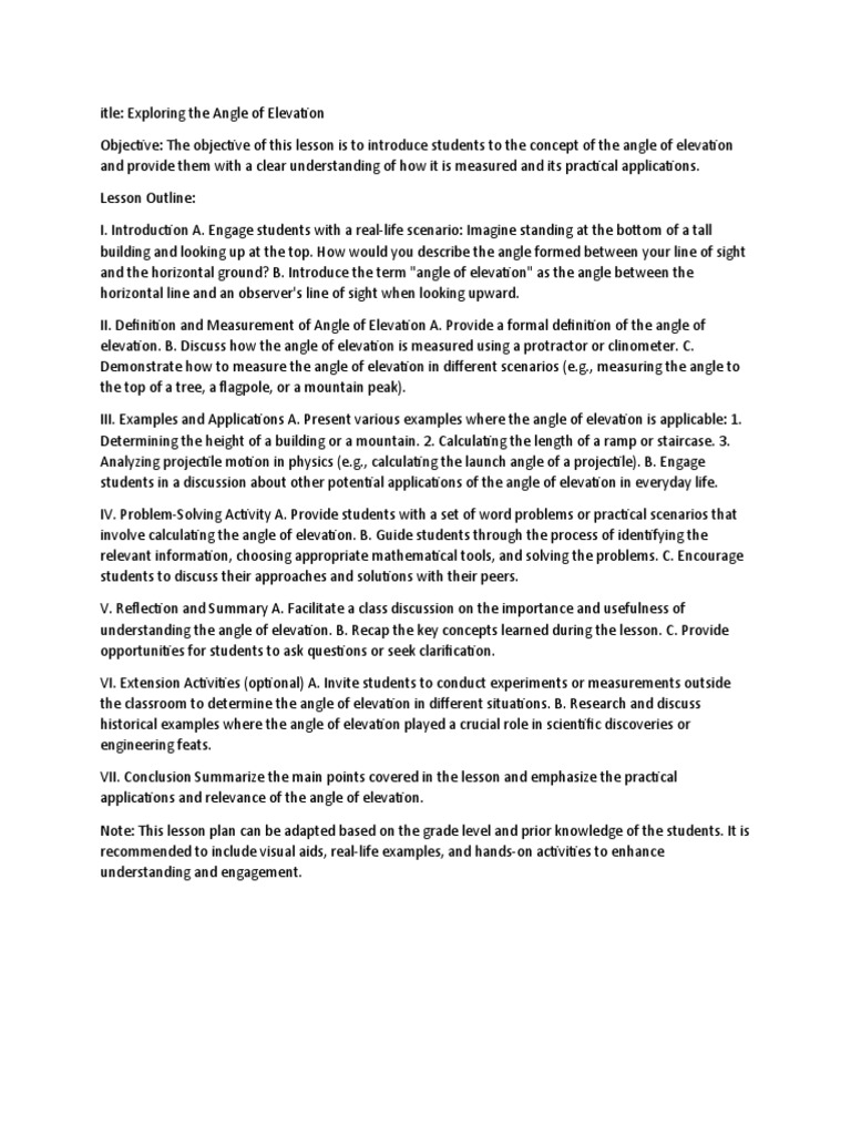 Angle of Elevation Sample LP | PDF | Science | Cognition