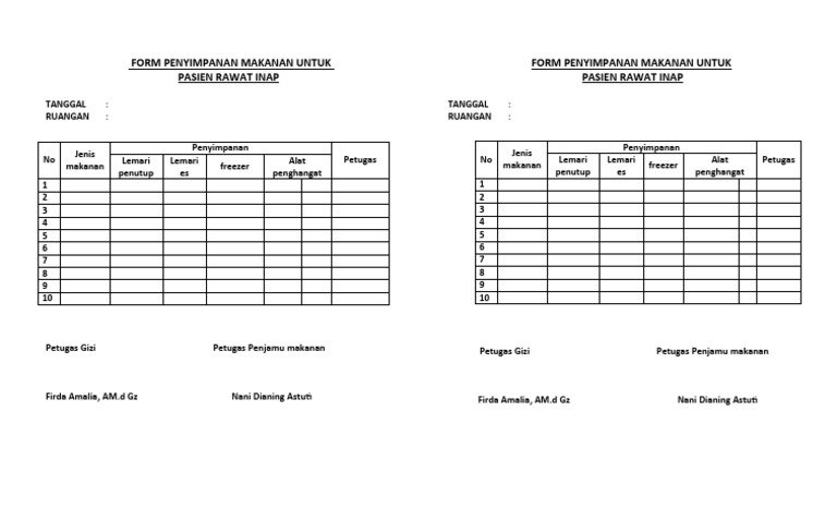 Form Penyimpanan Makanan | PDF