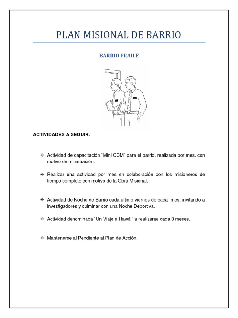 PLAN MISIONAL DE BARRIO | PDF