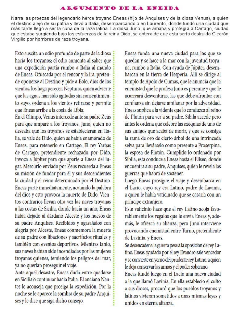 Argumento de La Eneida 4to | PDF