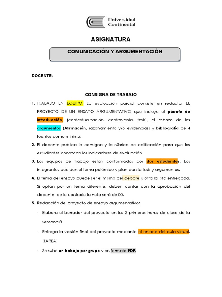 Consigna de Trabajo - Evaluación Parcial 2023-10 | PDF