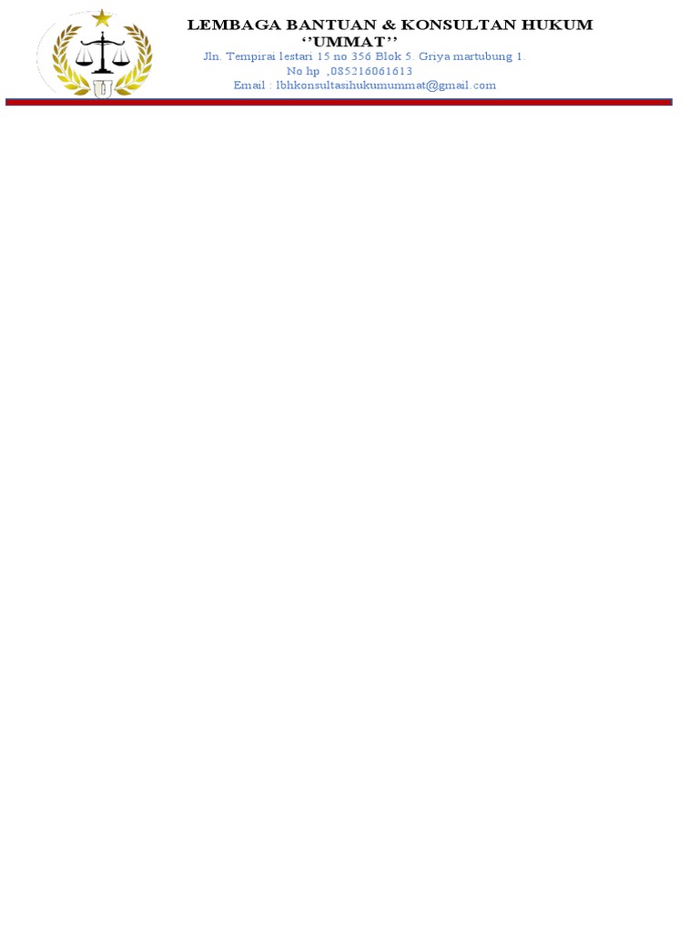 Kop Surat LBH Konsultasi Hukum Ummat Legal | PDF