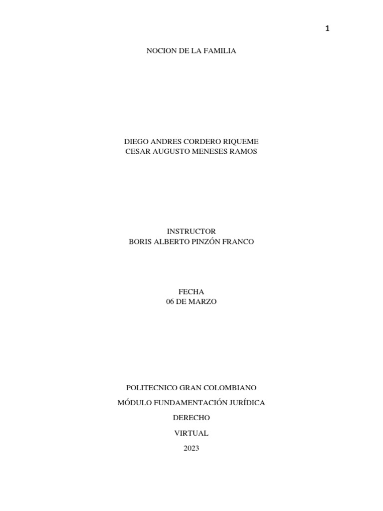 Ensayo Nocion de La Familia | PDF | Familia | Constitución