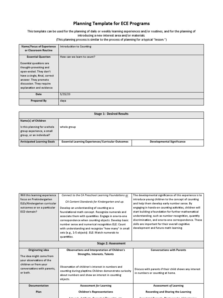 Math Lesson Plan | PDF | Preschool | Experience
