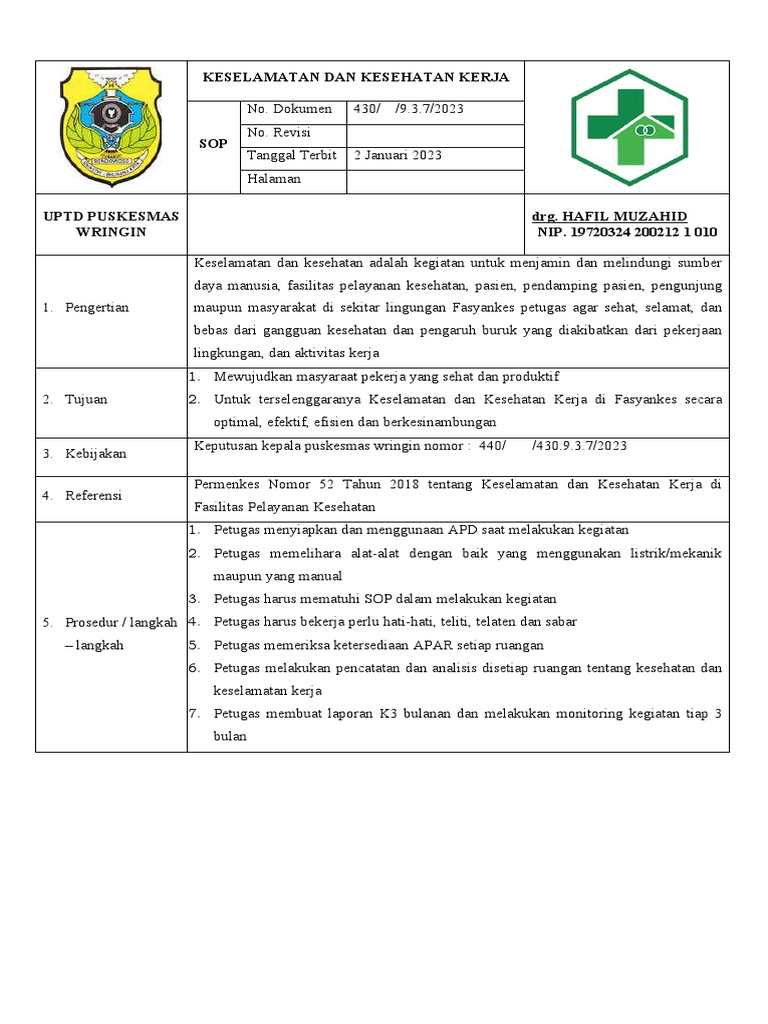 Sop K3 | PDF | Sains & Matematika