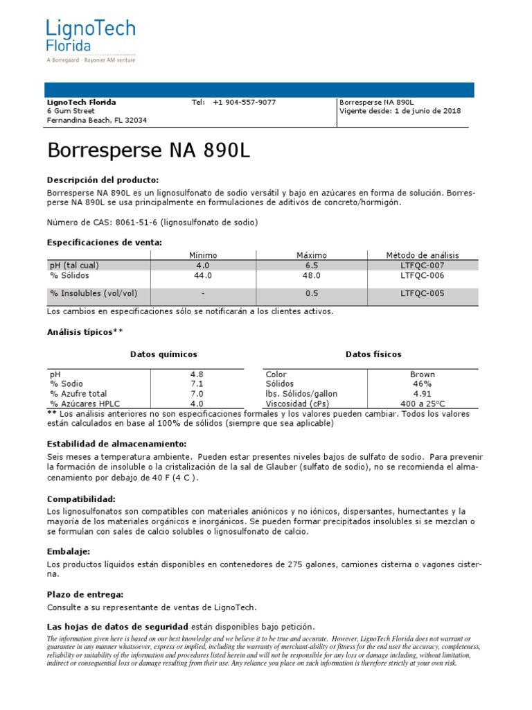 Borresperse NA 890L PDS Spanish | PDF
