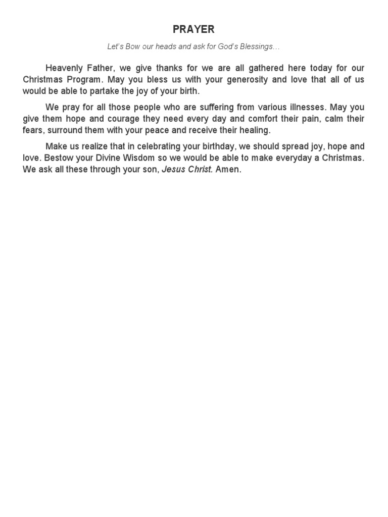 Christmas Party Opening Prayer | PDF