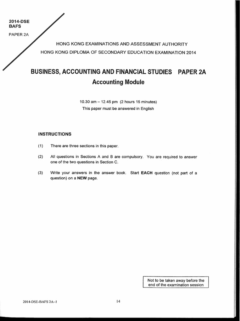 HKDSE-BAFS-2014-Paper 2A | PDF