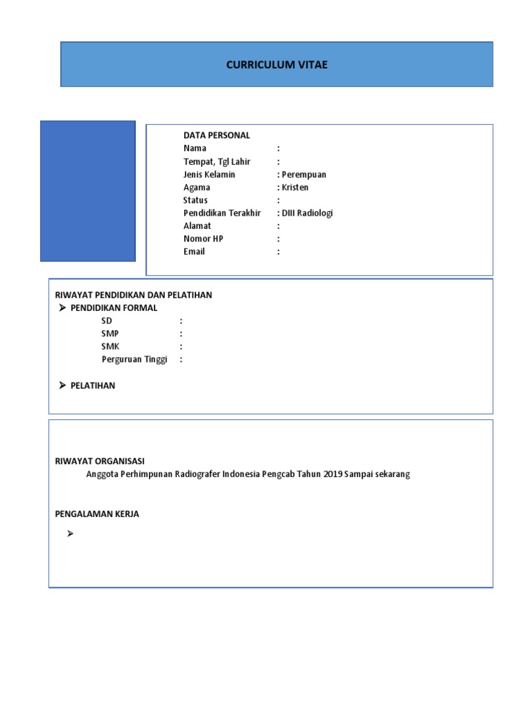CV Radiografer Perempuan | PDF
