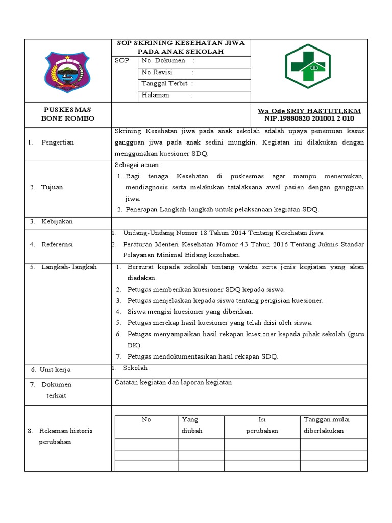 SOP Skrining Anak Sekolah | PDF | Pengembangan Diri | Sains & Matematika