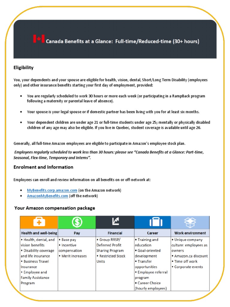 Amazon Canada Employee Benefits Overview | PDF | Employment | Parental ...