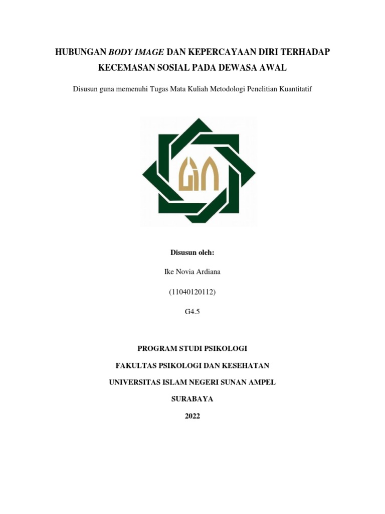 Hubungan Body Image Dan Kepercayaan Diri Terhadap Kecemasan Sosial Pada Dewasa Awal | PDF