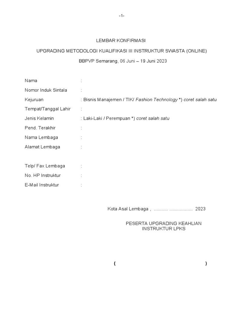 Format Lampiran Surat - Upgrading Metodologi | PDF