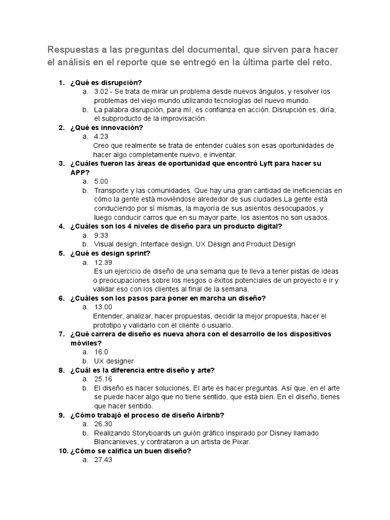 Preguntas Documental Respuestas | PDF | Arte