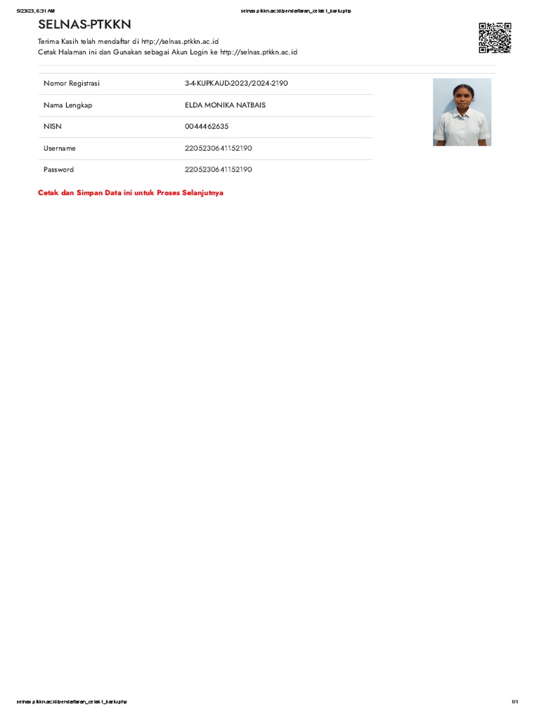 Foto Kartu Daftar Elda | PDF